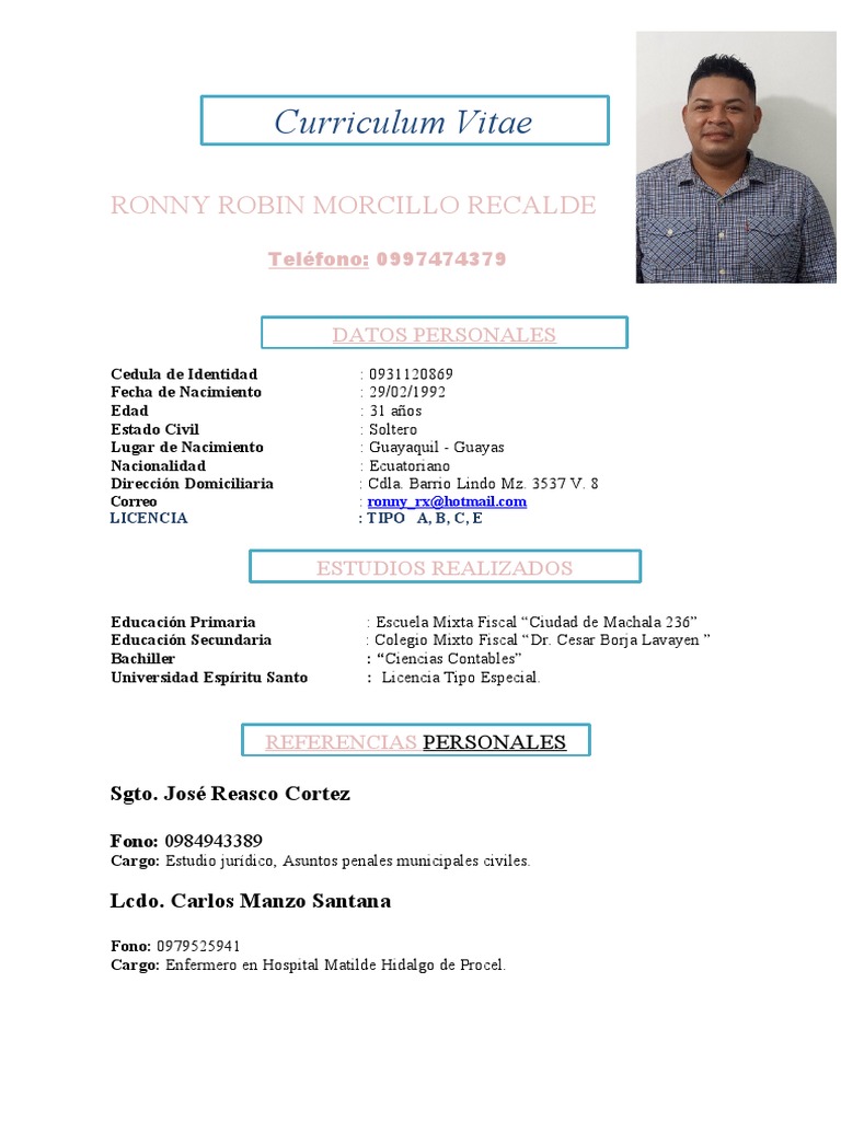 Curriculum de Ronny | PDF