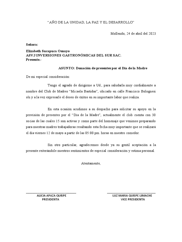 Oficio Dia de La Madre Mami | PDF Oficio Dia de La Madre Mami | PDF