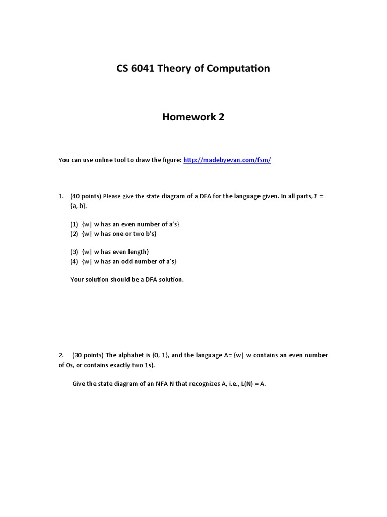 CS 6041 Theory of Computation: Please Give The State | PDF