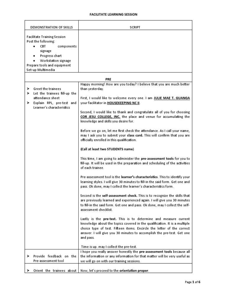Facilitate Learning Session | PDF | Multiple Choice | Behavior Modification