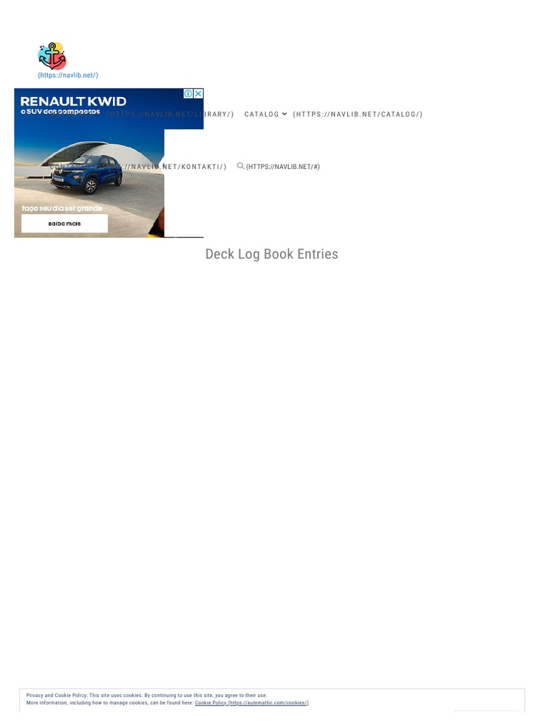 Deck Log Book Entries - NavLib | PDF | Navigation | Ships