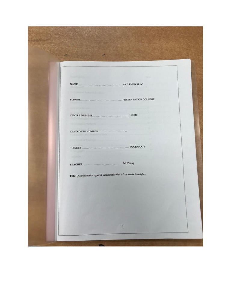 Sociology Sample IA 1 | PDF