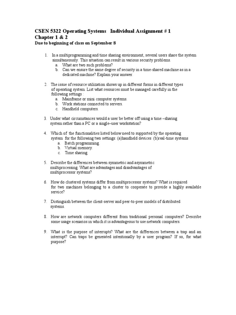 Operating Systems Assignment 1 | PDF | Operating System | Cache (Computing)