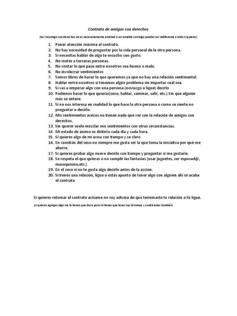 Contrato de Amigos Con Derechos | PDF