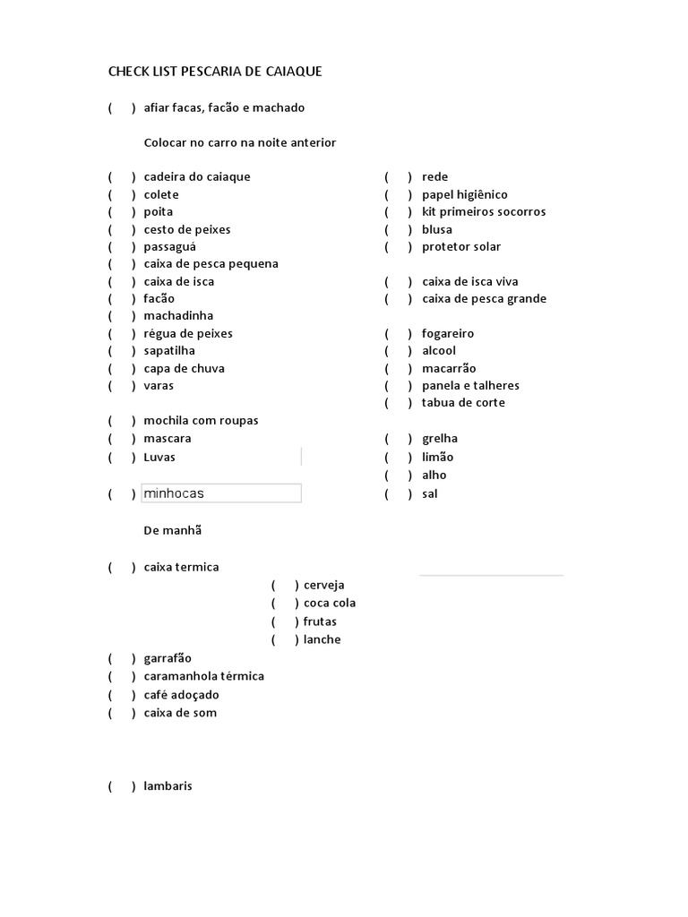 Check List Pesca PDF | PDF
