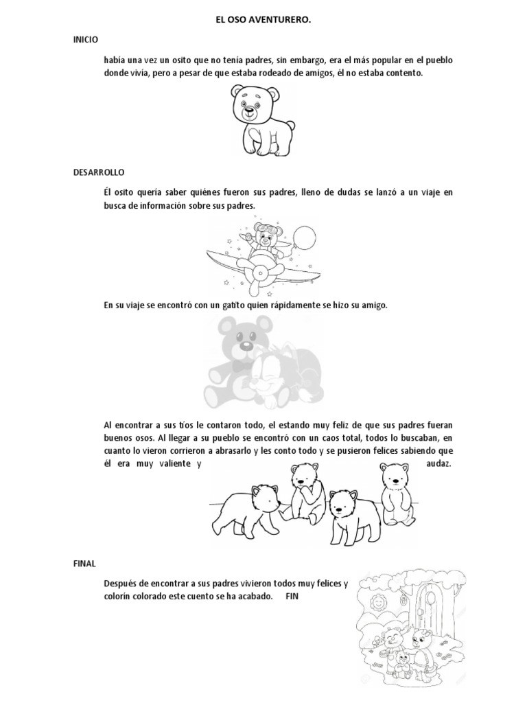 EL OSO AVENTURERO Cuento Inventado | PDF