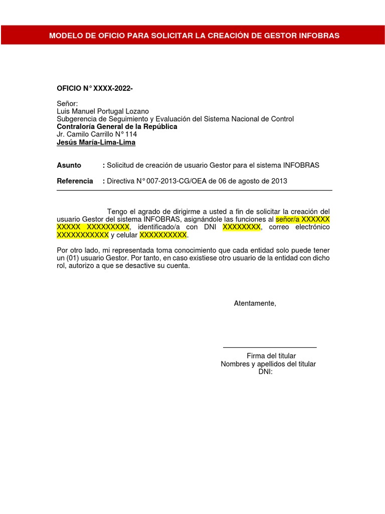 Modelo de Oficio | PDF