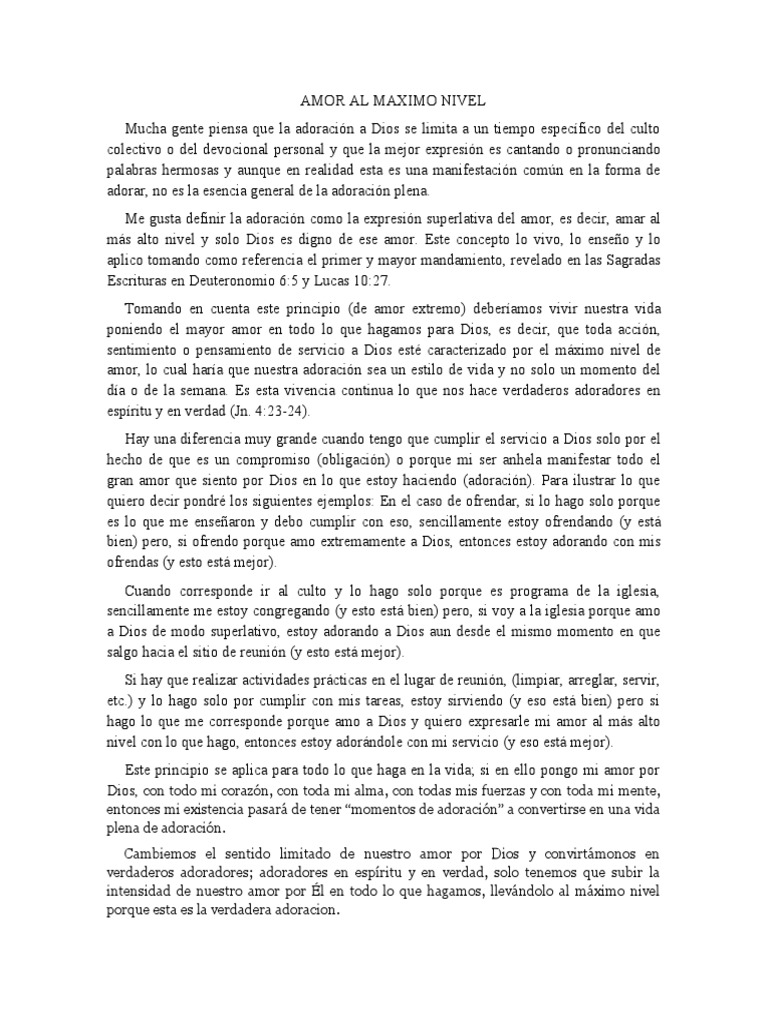 Amor Al Maximo Nivel | PDF | Amor | Dios
