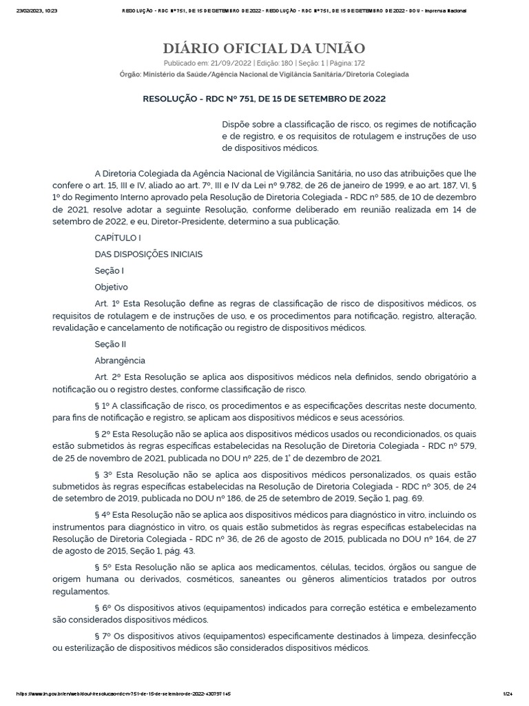 RESOLUÇÃO - RDC Nº 751, DE 15 DE SETEMBRO DE 2022 - RESOLUÇÃO - RDC Nº ...