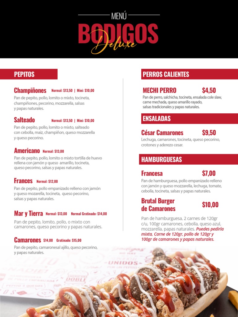 Menu Deluxe | PDF | Pancho | Platos con carne
