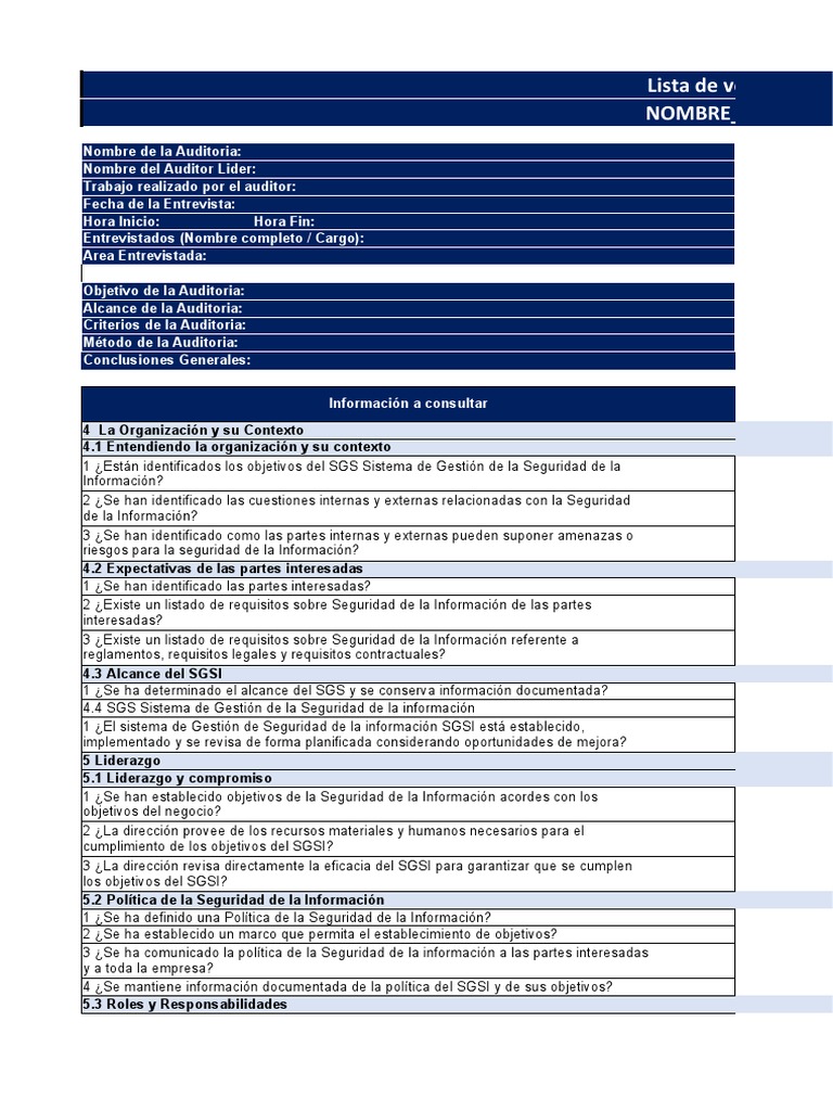 Lista de Verificacion | PDF | Seguridad de información | Seguridad