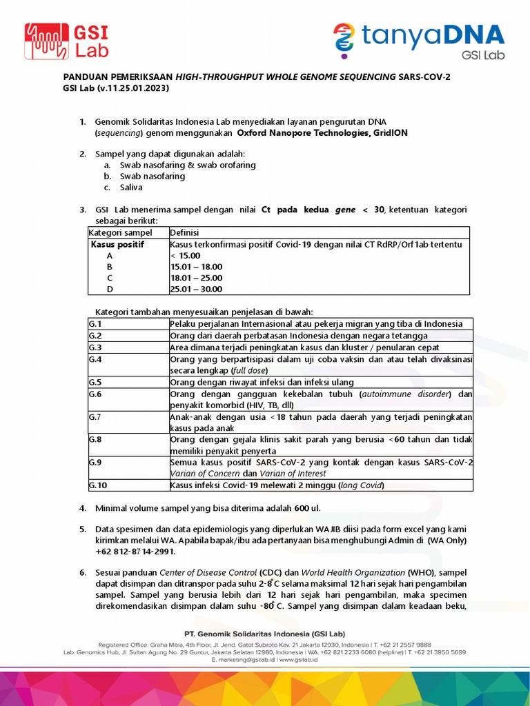 20230125-Panduan WGS GSI Lab-V.11 | PDF