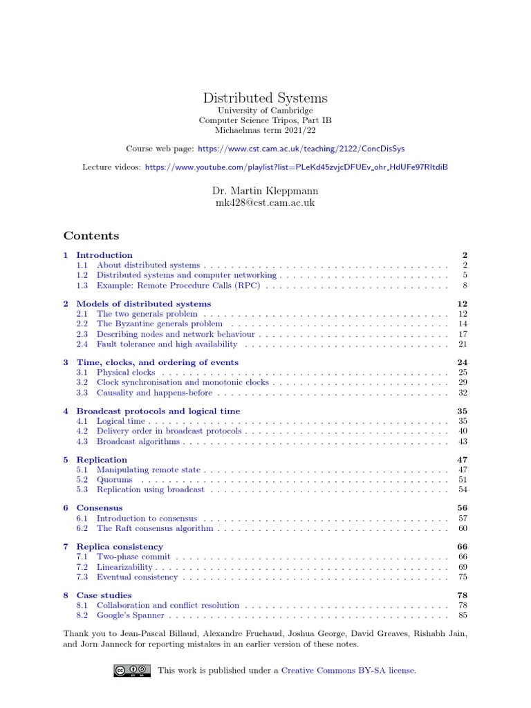 Distributed Systems: Dr. Martin Kleppmann mk428@cst - Cam.ac - Uk | PDF ...