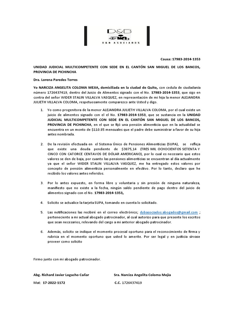 Actualización de Juicio de Alimentos 17983-2014-1353 | PDF | Pensión ...