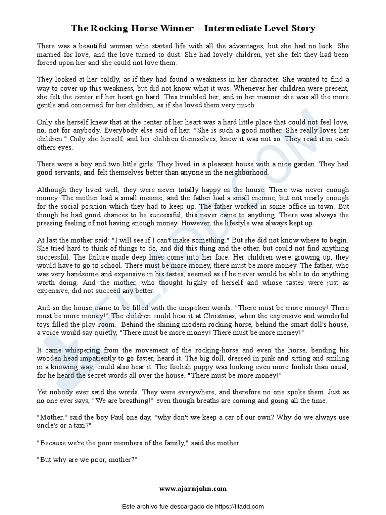 Rocking-Horse-Winner Short Story | PDF | Luck