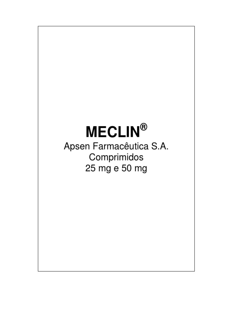 Meclin: Apsen Farmacêutica S.A. Comprimidos 25 MG e 50 MG | PDF ...