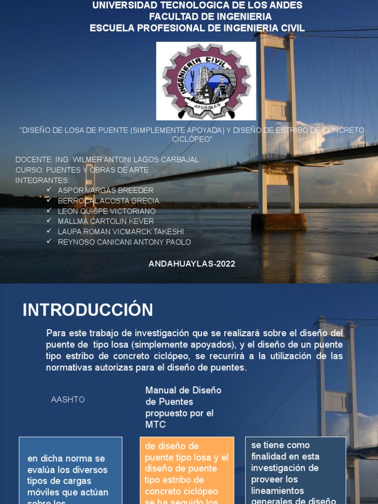 Diseño De Losa De Puente Simplemente Apoyada Y Diseño De Estribo De