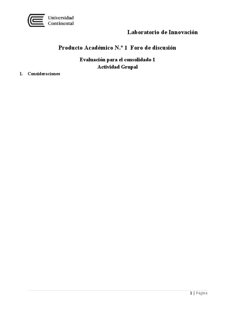 Producto Académico N.º 1 Foro de Discusión Laboratorio de Innovación | PDF | Evaluación ...