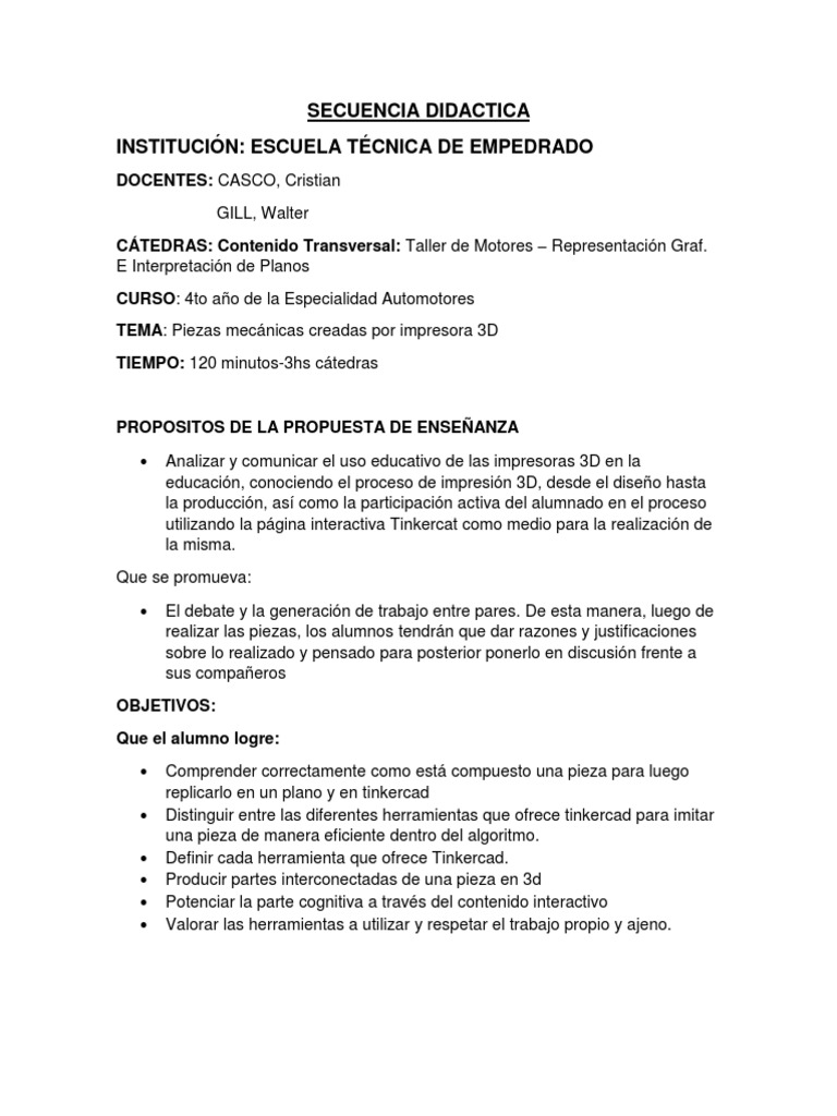 Secuencia Didactica-3d | PDF | Tornillo