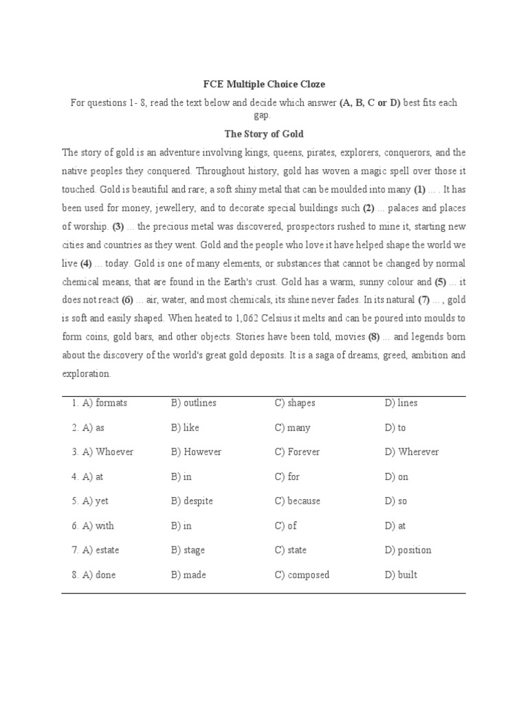 Fce Part 1 - Test 2 | PDF
