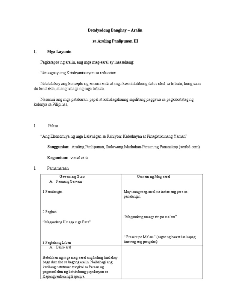 Detalyadong Banghay | PDF