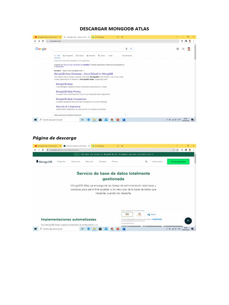 Descargar Mongodb Atlas: Página de Descarga | PDF