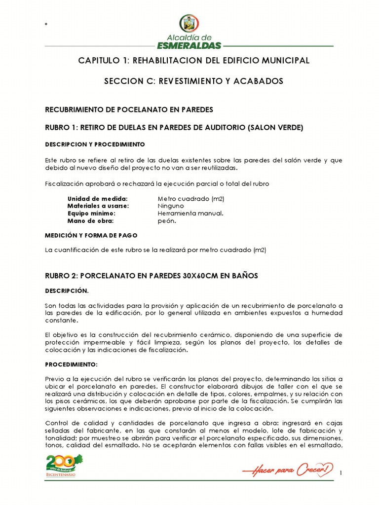 Rubros para revestimientos y acabados en rehabilitación de edificio ...