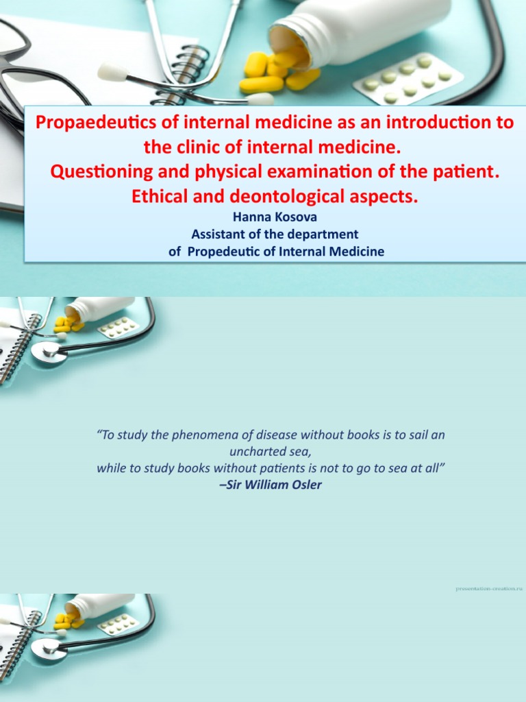 Propaedeutics of intеrnаl medicine as аn introduction to the clinic of ...