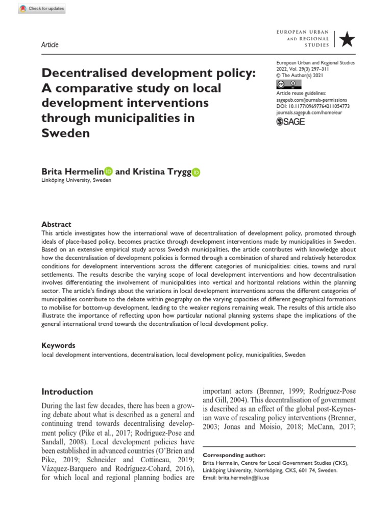 Decentralised Development Policy - A Comparative Study On Local ...