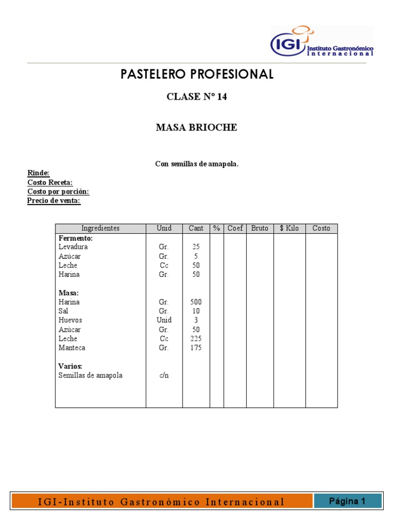 Clase #14 Brioche | PDF