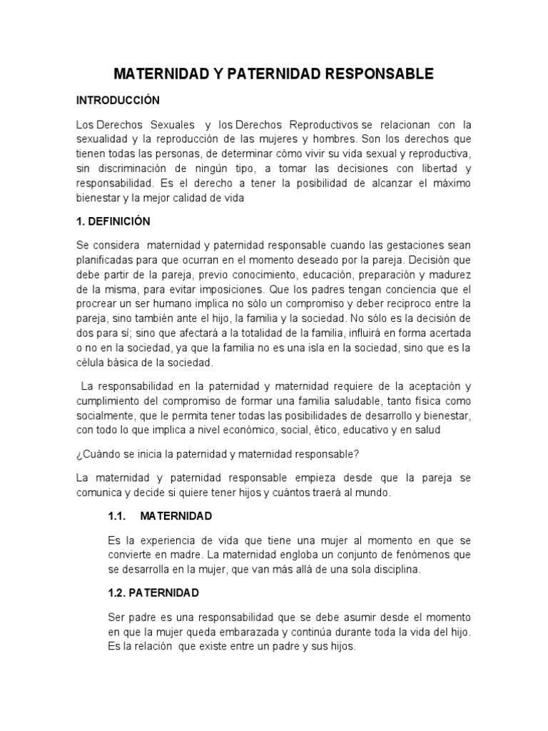 Maternidad y Paternidad Responsable-2 | PDF | Familia | Instituciones sociales