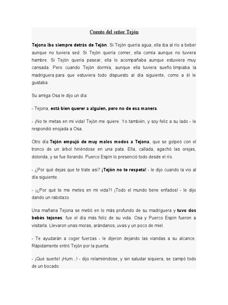 Cuento Del Señor Tejón | PDF