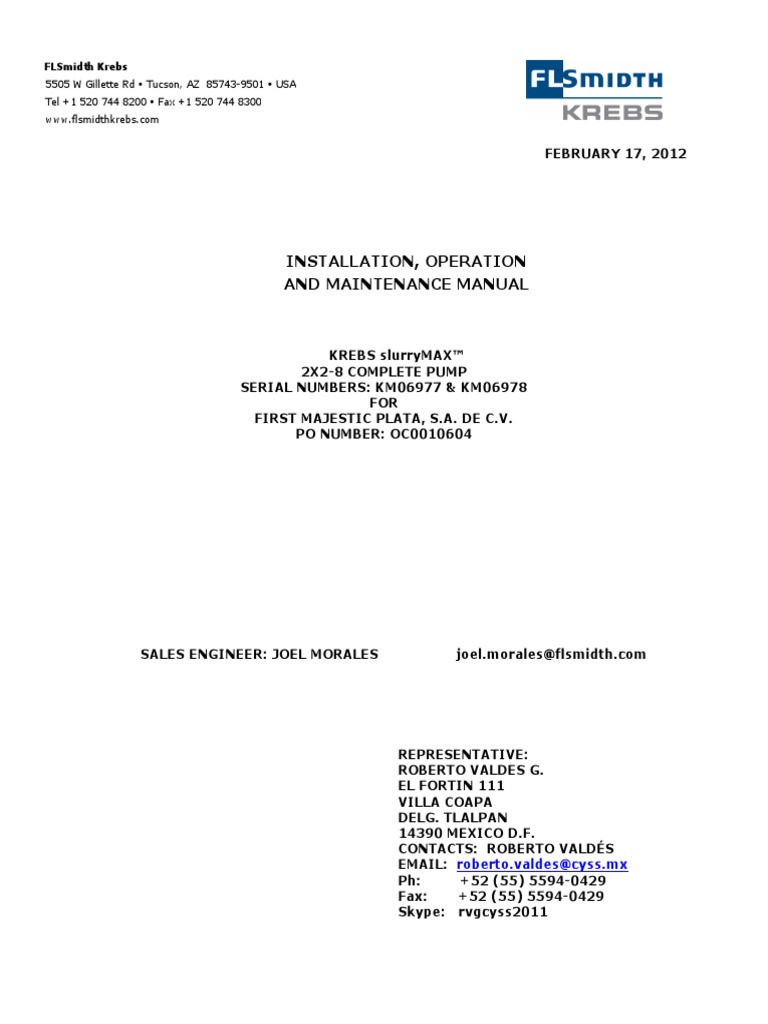 Installation, Operation and Maintenance Manual | PDF | Technology ...