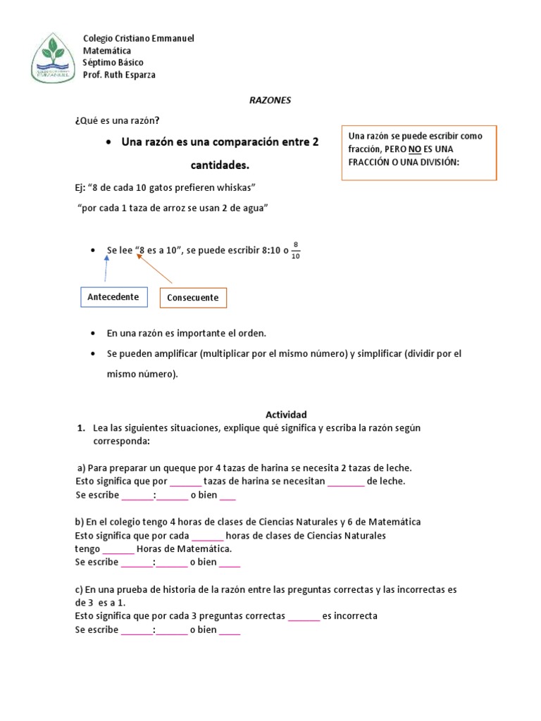 Guía Razones | PDF | Matemáticas