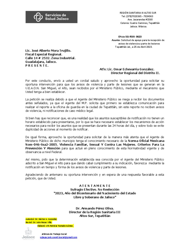 Oficio Fiscalia Estatal Especial | PDF