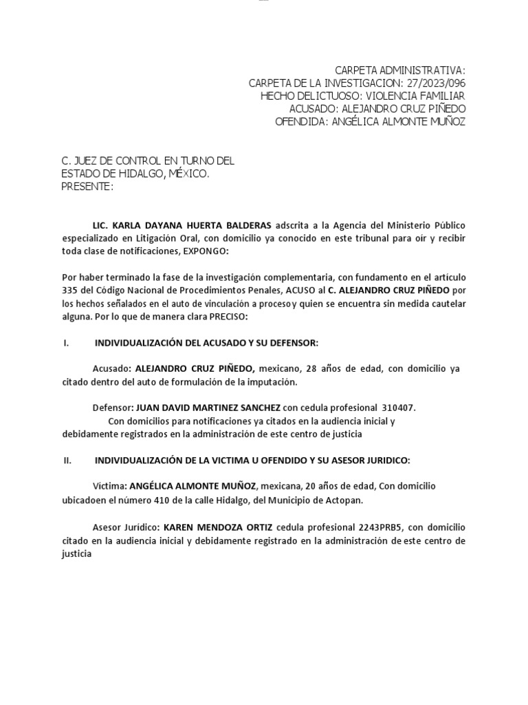 Formulación de Acusación | PDF | Ley Pública | Instituciones sociales