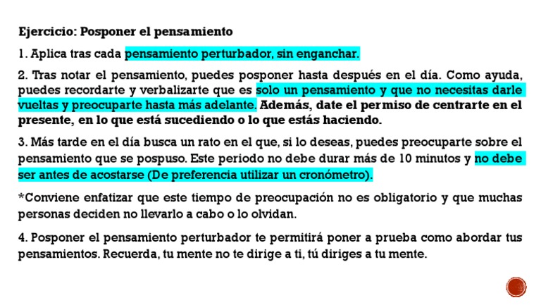 Ejercicio: Posponer El Pensamiento | PDF