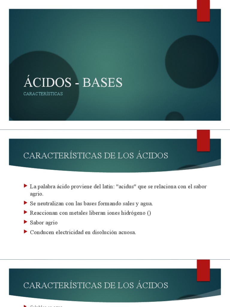Ácidos - Bases: Características | PDF | Ácido | Ácido clorhídrico