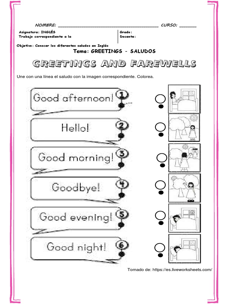 Ejercicio de Saludos en Inglés | PDF | Arte