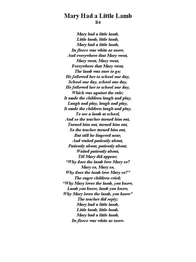 Mary Had A Little Lamb | PDF