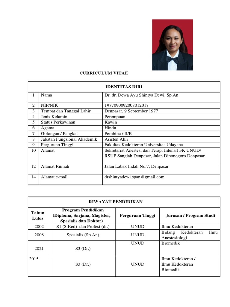 CV Dewa Ayu Mas Shintya Dewi SP An | PDF | Sains & Matematika