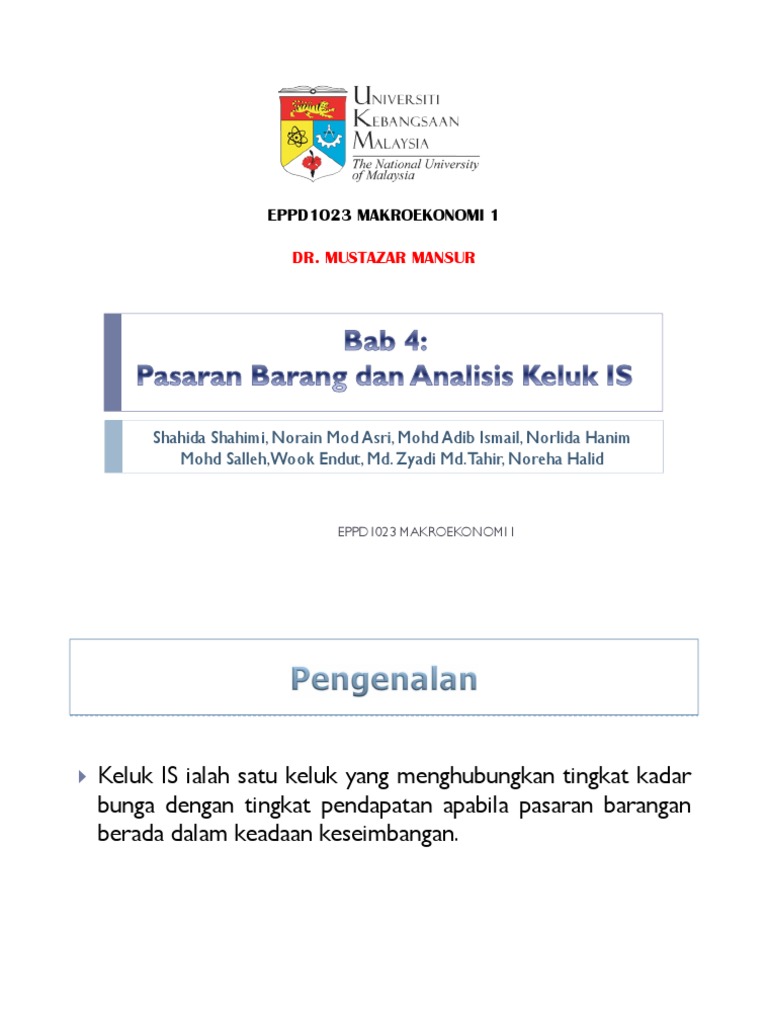 EPPD1023 BAB 4 Pasaran Barang Dan Analisis Keluk IS PDF | PDF