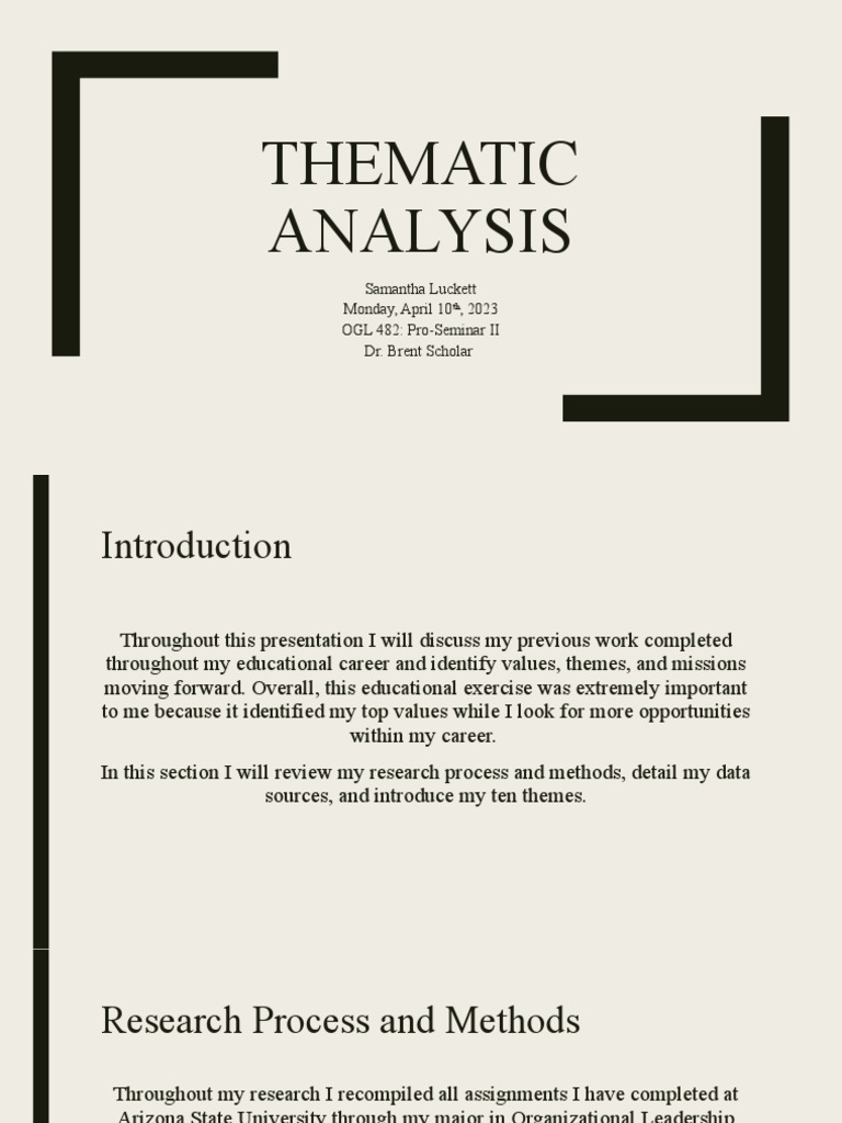 Ogl 482 Thematic Analysis Presentation | PDF | Goal | Empathy
