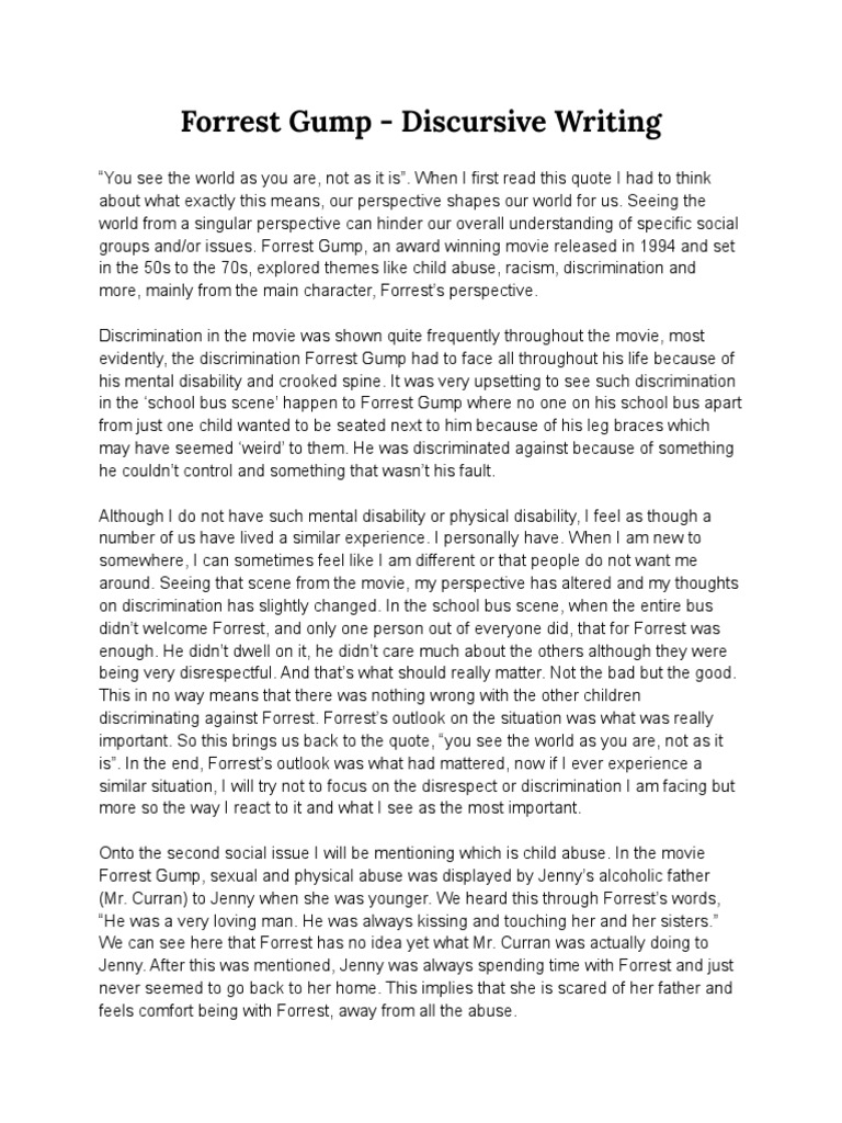 Forrest Gump Discursive Writing | PDF | Child Abuse