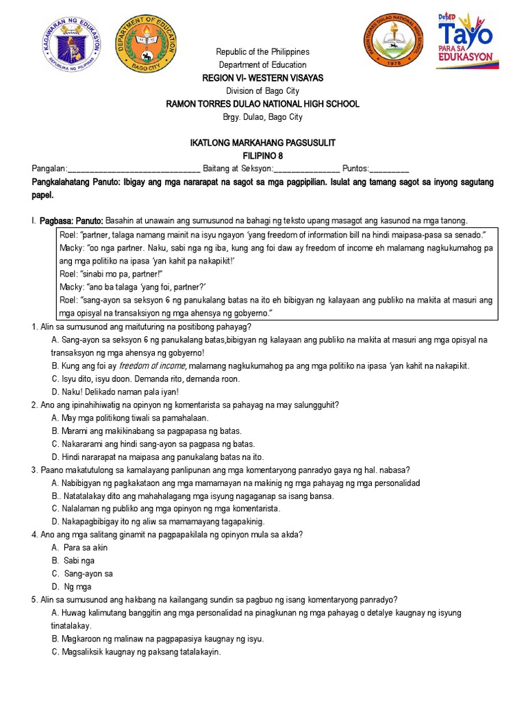 3rd Periodical Test | PDF