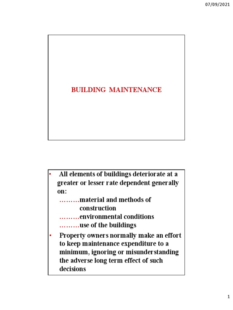 Building Maintenance | PDF