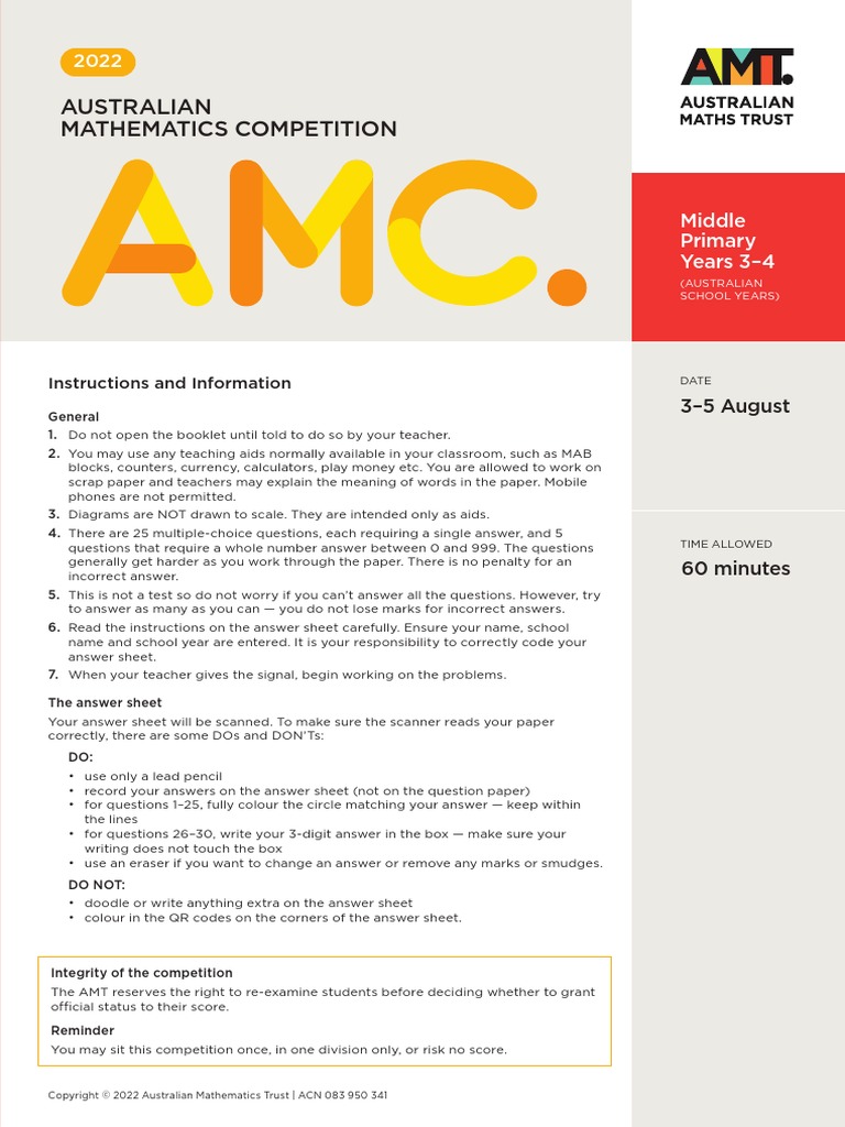 2022 AMC Paper MP OMR | PDF | Multiple Choice