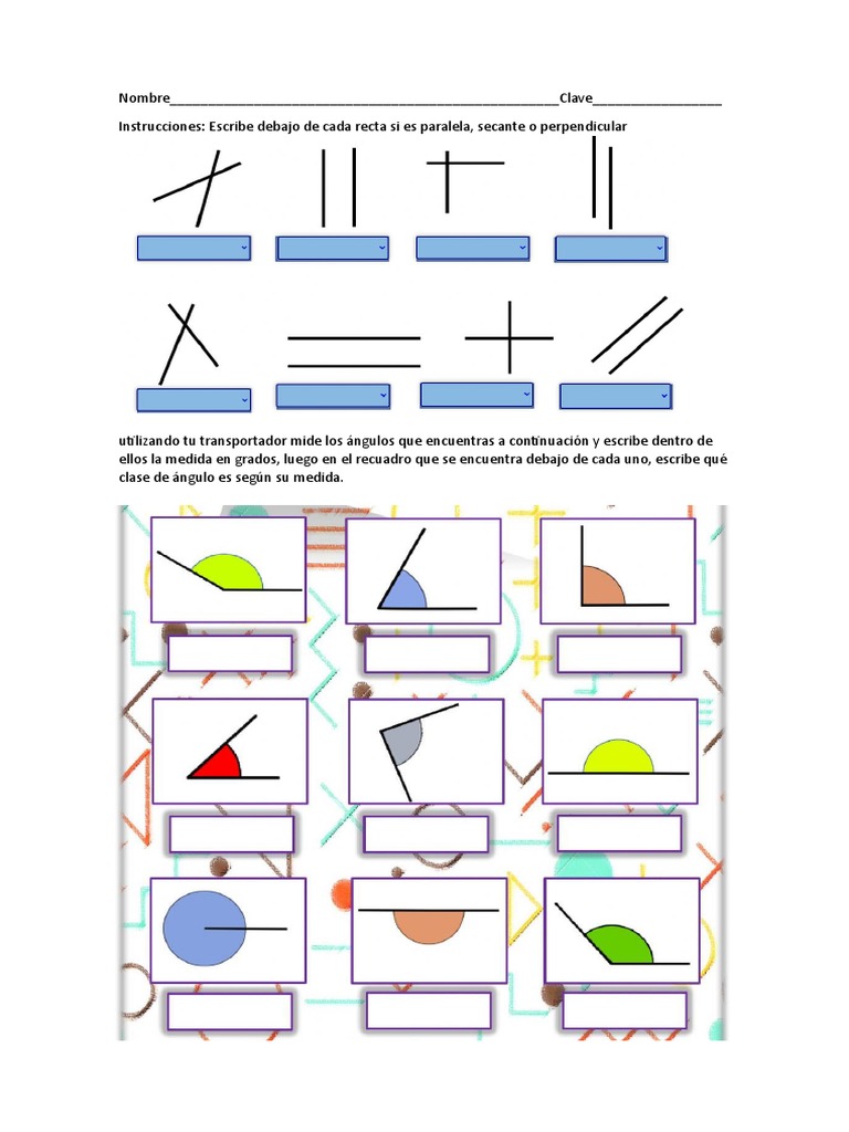 Hoja De Trabajo De Tres Tipos De ángulos TRANSFORMACIONES