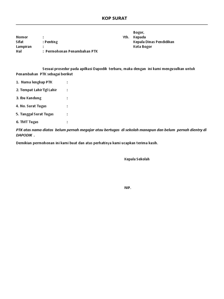 Format Pengajuan PTK | PDF