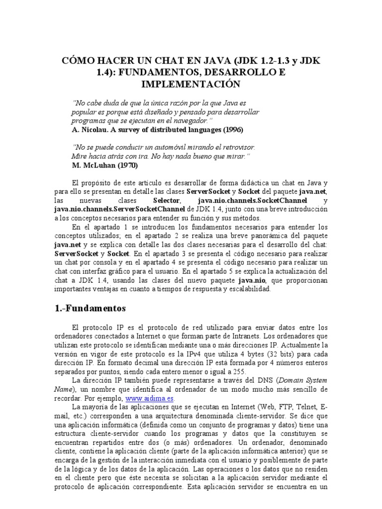 Como Hacer Un Chat en Java | PDF | Servidor web | Internet y web